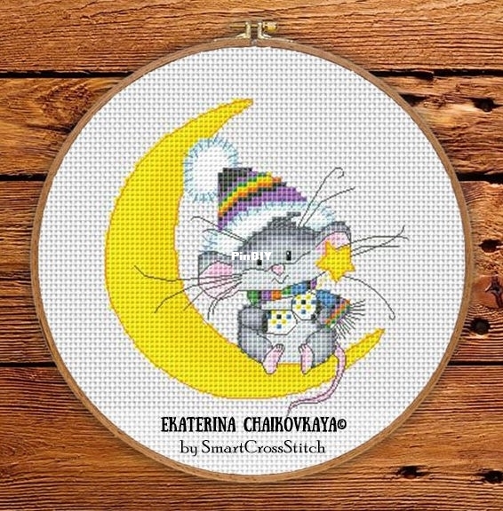 Smart Cross Stitch - Xmas Mouse by Ekaterina Chaikovskaya - Free-Cross ...